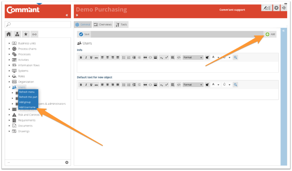 Capture Users » help @ comm'ant