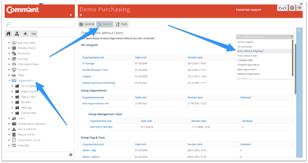 Actor without Employee (report) » help @ comm'ant